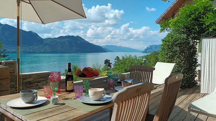 Chalet Vue Lac Avec Cheminée Et Piscine - Aix-les-Bains