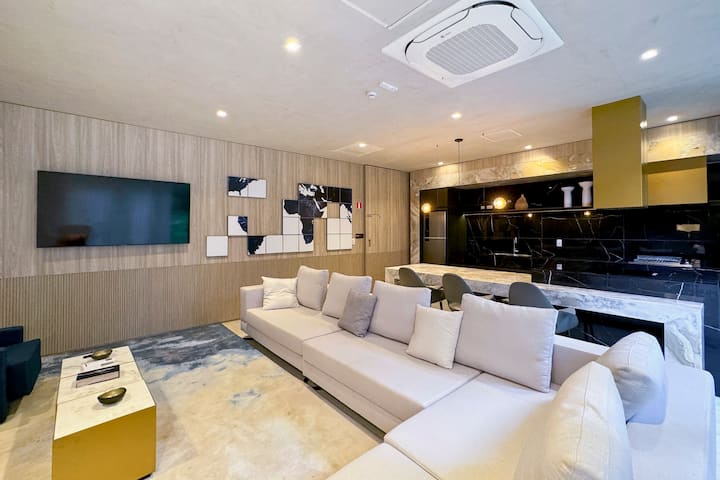 Conforto E Sofisticação Na Vila Nova - Cama Queen - サンパウロ