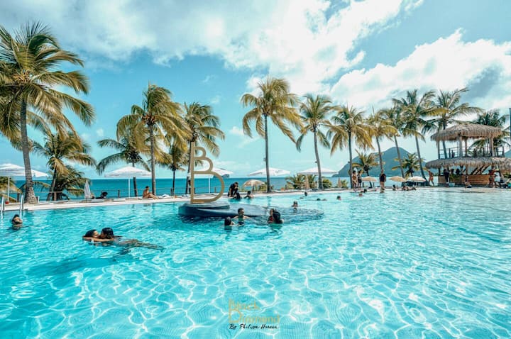 Palmier, Vue Rocher Du Diamant Plage à Pieds - Martinique