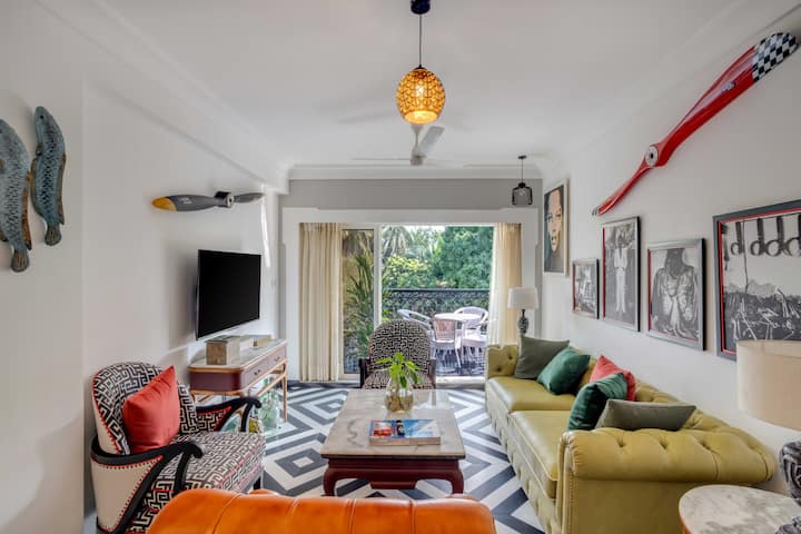 Unique 2bhk | 2 Min To Beach | Rooftop Pool & Gym - Goa