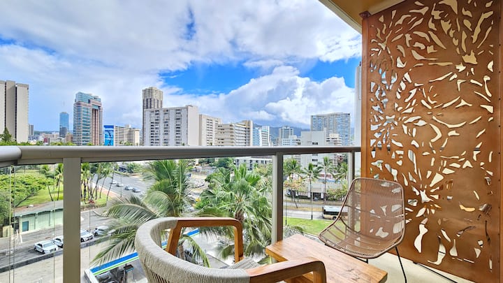 Luana 502 -Breathtaking Waikiki Studio Sleeps 4 - 래니카이 비치