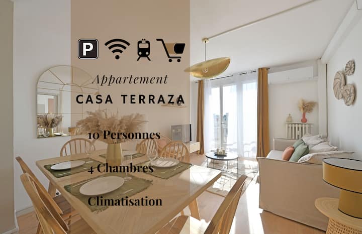 098 - Casa Terraza - Clim - Parking - Wifi - 10per - Montpellier