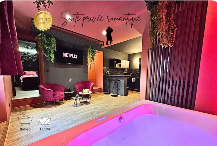 Love Room Obsidian-balnéo § Nuit Romantique - Orange