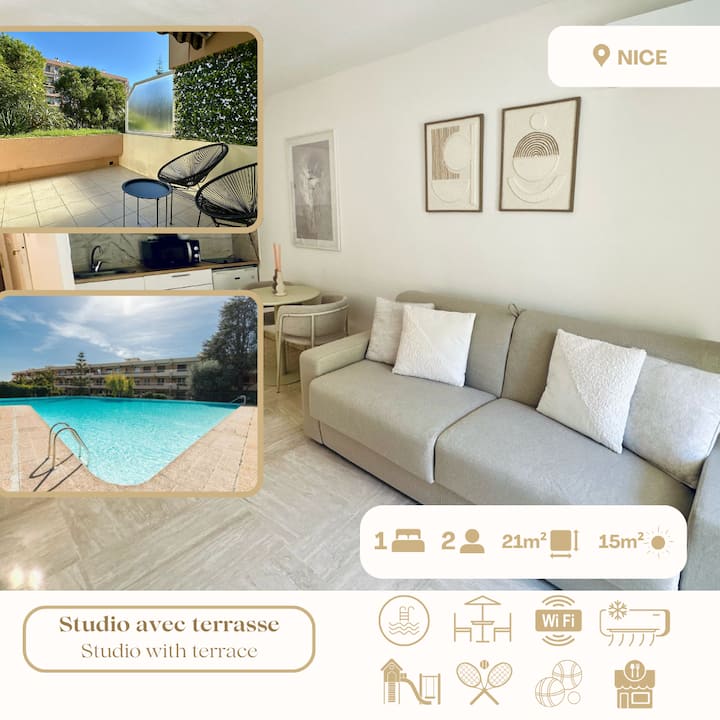 Duo Cocooning / Climatisé Avec Piscine / Extérieur - Nizza