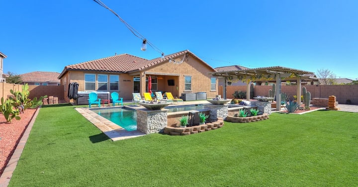 Heated Swim Up Oasis, Hot Tub, Game Room, 100” Tv - Maricopa, AZ