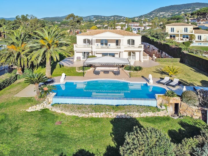 Villa Luxe Vue Mer Piscine Chauffée Plage A Pied - Grimaud