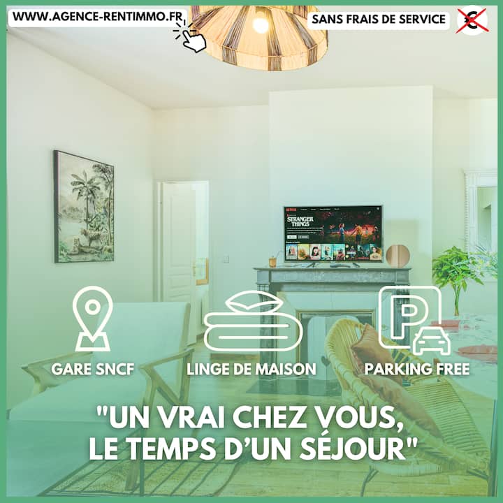 Le Safari I Cosy & Familial I Face Gare + Parking - Troyes