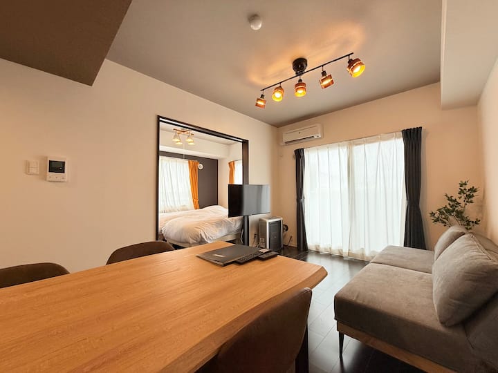 最大4名｜駅3分｜1ldk/40㎡｜空港直通｜札幌&escon駅20分｜長期歓迎｜子連れ歓迎 - 江別市