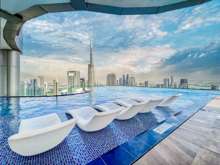 Burj Khalifa Views, Rooftop Infinity Pool - 杜拜