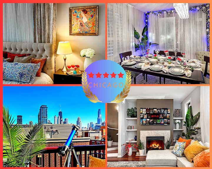 Rare|12guests|3br|homeskyview|roof|cargarage|pets - Chicago, IL