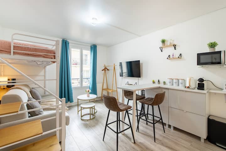 Promo! Studio éLégant, Quartier Animé, Métro 5min - Paris