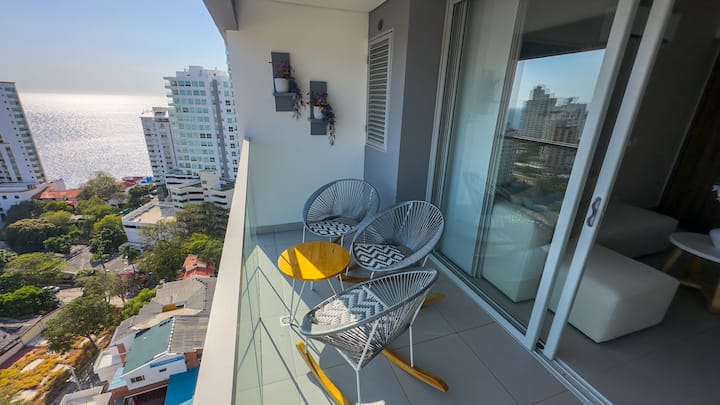 Elegante Apartamento Vista Al Mar ÁMbar Roca - Santa Marta, Colombia