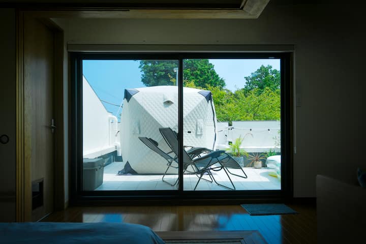 大室山エリア/ 緑に囲まれた快適な隠れ家/ 漆喰と木製家具のリノベーション宿 (サウナ,Bbq) - Kawana