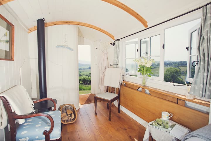 Romantic Hillside Shepherd's Hut - Brecon