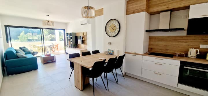 T3 Neuf Lumineux - Terrasse Vue Mer & Plage à Pied - Porticcio