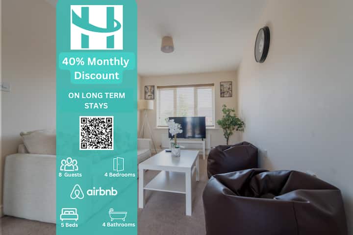 31%off Stays 7days+|4 Bed House|family|groups - Stafford, UK