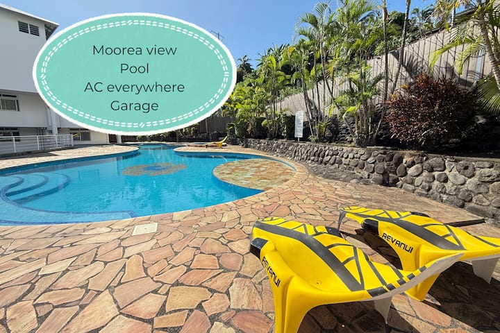 Apt Duplex Vue Moorea, Piscine - Tahiti