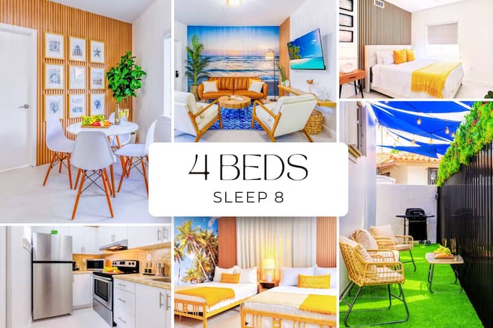 Beachy Living |Sleep 8 Best Location | Bbq & Patio - Miami, FL