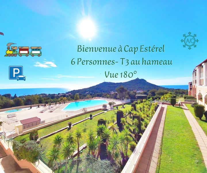 Cap Estérel-vue Mer & Piscine à 180°-clim-6 Pers - Agay