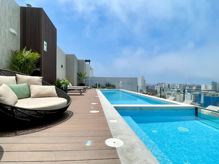 Rocko| Deluxe Loft In Miraflores With Pool/gym - Lima
