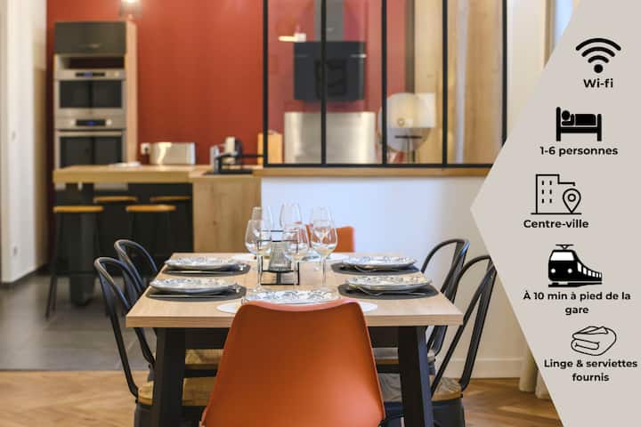 Roanne Centre · 6 Pers · Appartement · Gare 10 Min - Roanne