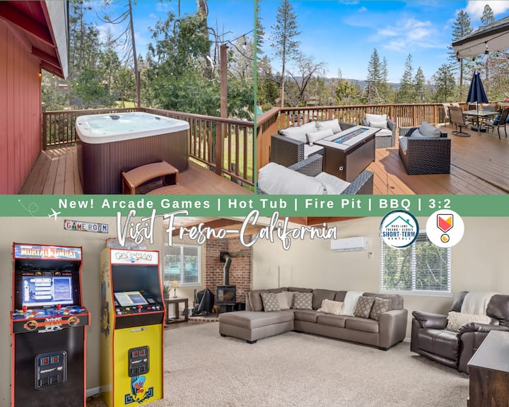 New! Arcade Games | Hot Tub | Fire Pit | Bbq | 3:2 - Bass Lake, CA