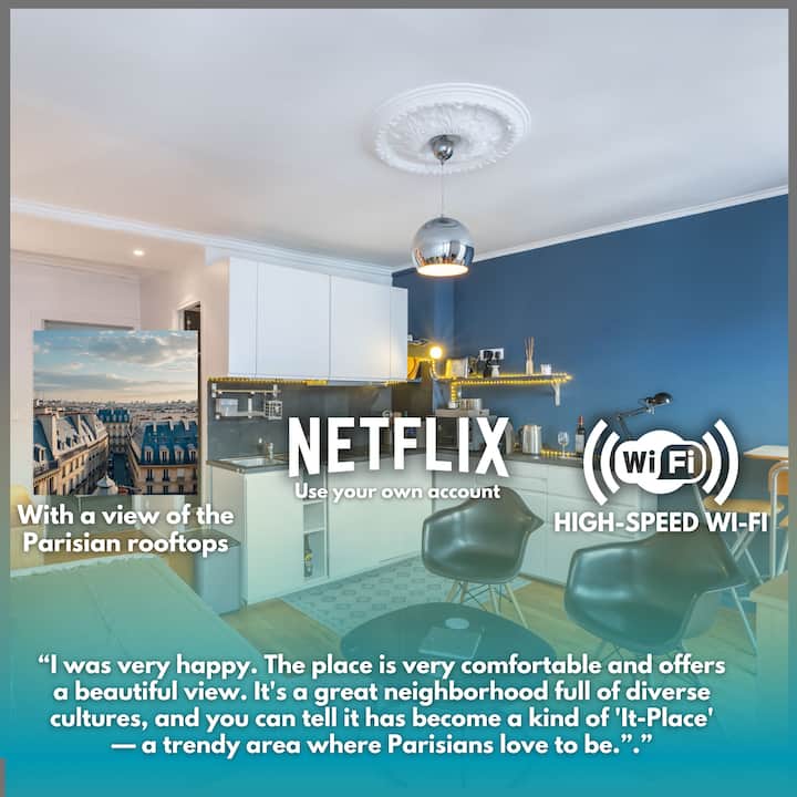 Trendy Paris Flat 2 Bedroom With Rooftop Views -