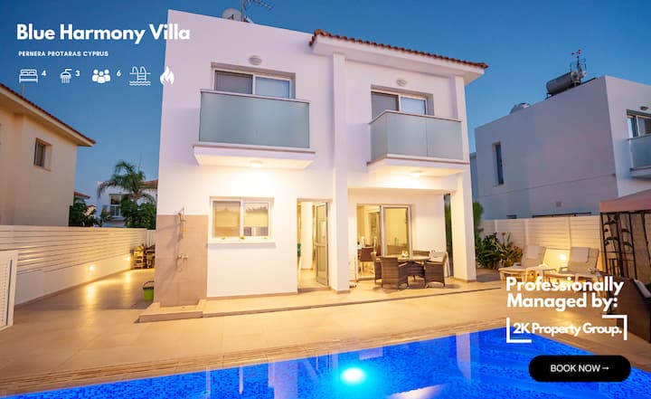 Hubstay - Blue Harmony Villa With Private Pool - Ayia Napa