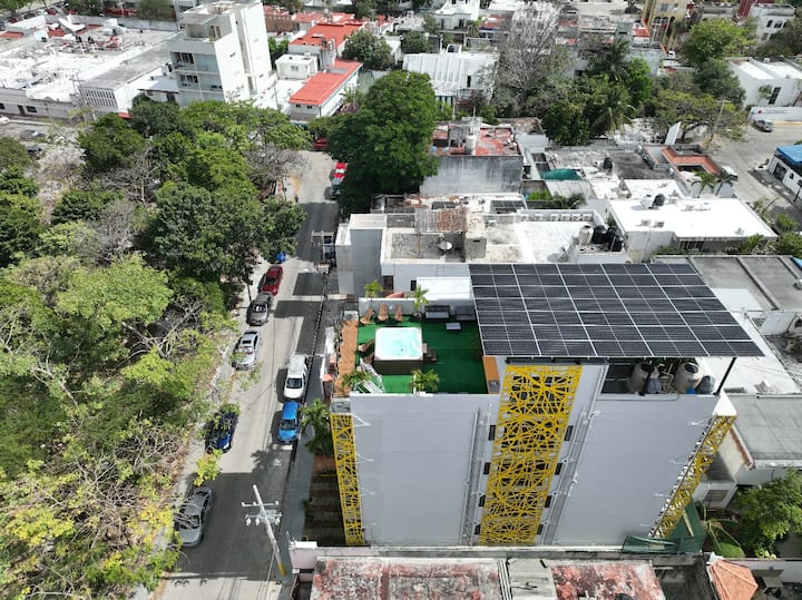 Estudio Romántico, Balcón, Bicis, Jacuzzi En Rooft - Cancún