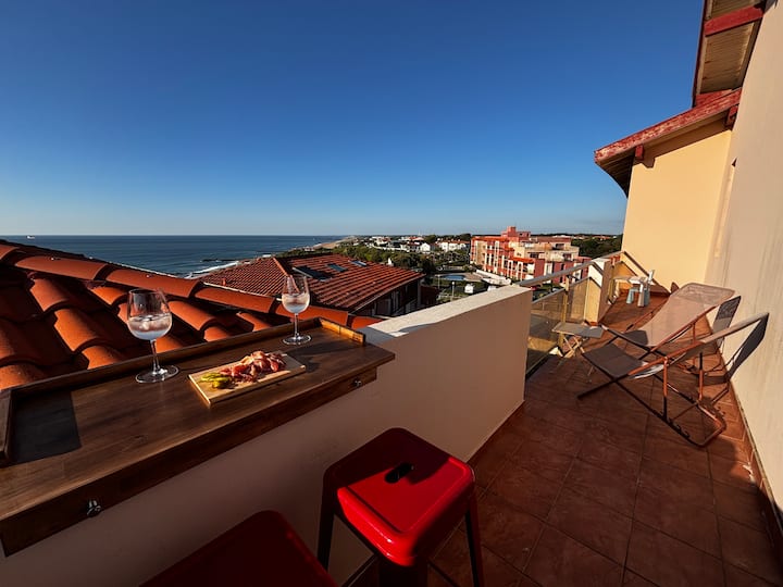 Duplex Grande Terrasse Vue Mer - Résidence Piscine - Biarritz