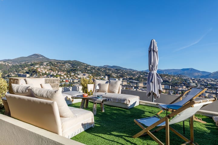 Nice Green Hill Terrasse-vue Mer-piscine-parking - Nice