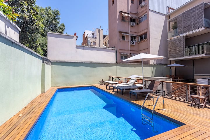 Ap Spacieux Avec Terrasse Et Piscine Pour 10 - Barcelona