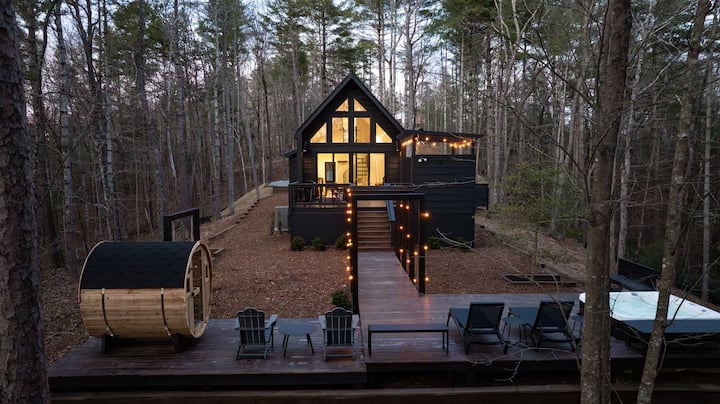 Outdoor Sauna & Hot Tub In North Georgia A-frame - Ellijay