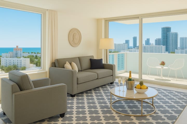 Elegant Corner 1br Apartment With Balcony + Pool - South Beach, FL
