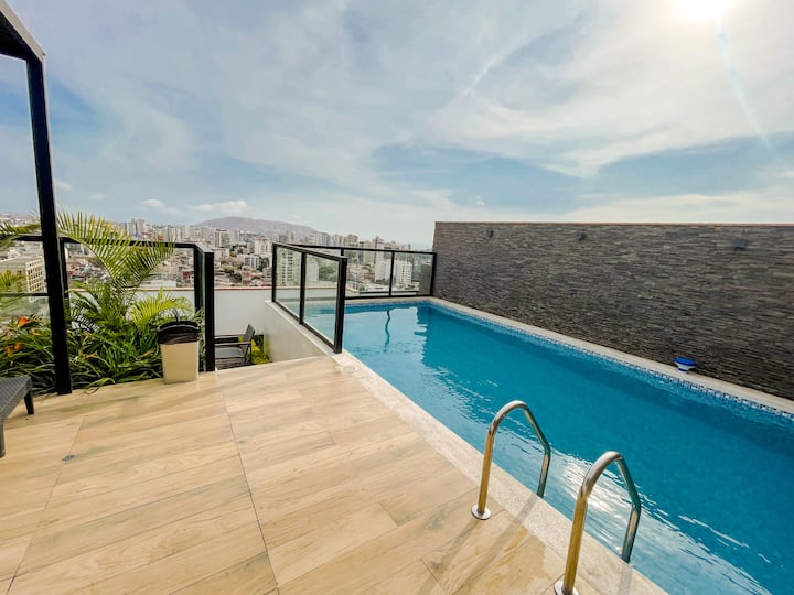 Modern 3-br Suite W/ Pool, Bbq & Gym In Miraflores - Peru