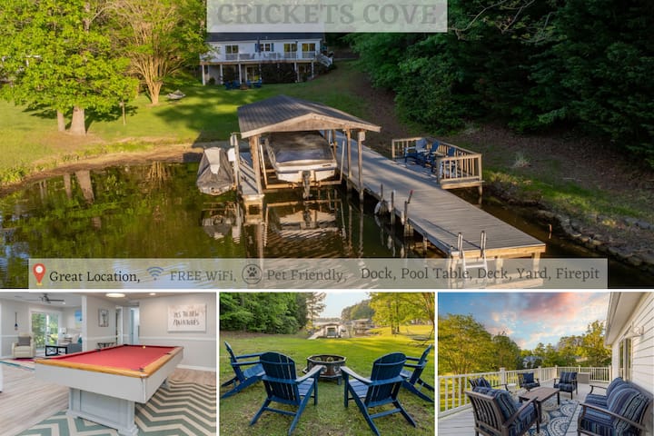 New! Dock, Pool Table, Firepit, Deck, Pet Friendly - Lake House, Gasburg