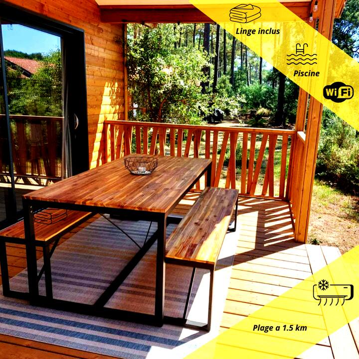 Chalet Au Green Resort Avec Clim & Piscine - Tarnos