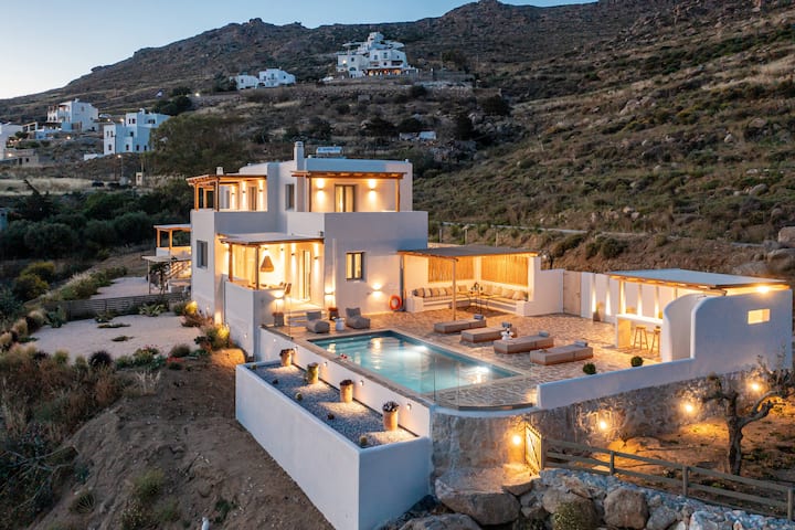 Eartha Horizon 3br Villa Private Pool Sunset View - Naxos