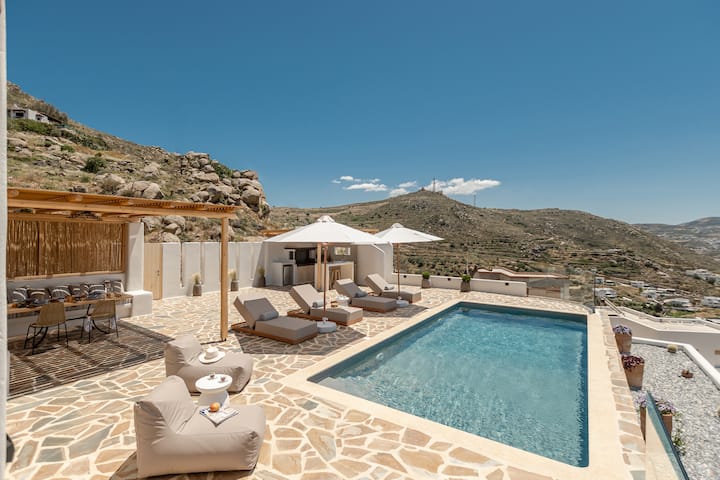 Eartha Horizon 3br Villa Private Pool Sunset View - Naxos