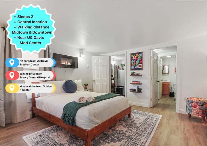 Homey Downstairs Studio Near Downtown & The River - Golden 1 Center