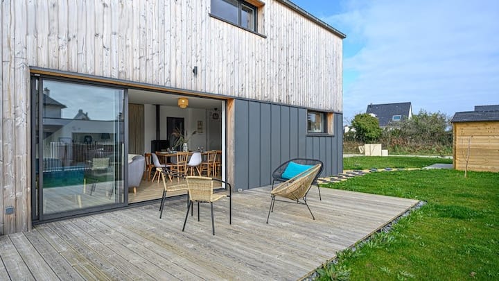 Lumineuse Et Moderne Maison En Bois,4chbrs10 Pers. - Carnac