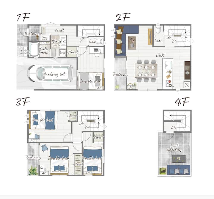 駅 1分 105㎡ 新築/スカイツリー＆浅草/4寝室/家族/無料駐車/hotel Ajisai - Tokyo