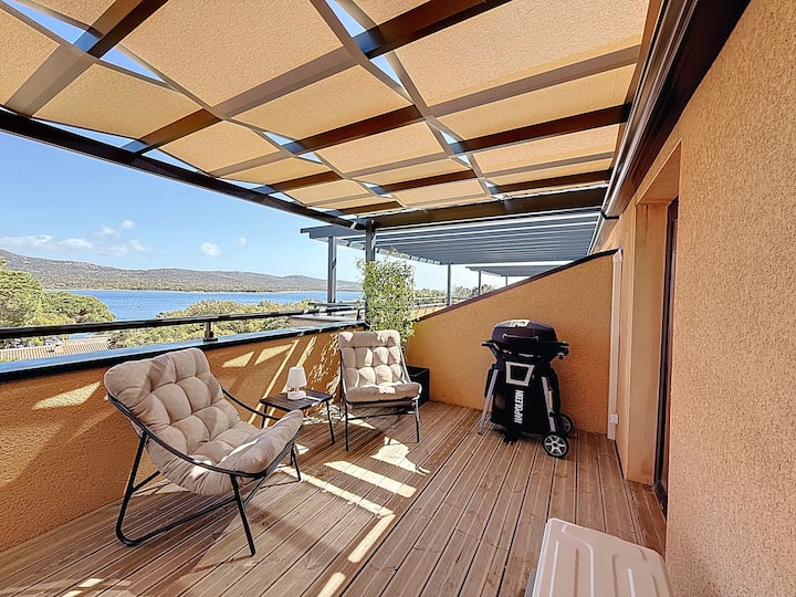 T3 Avec Terrasse Vue Mer, Piscine Pieds Dans L'eau - Pianottoli-Caldarello