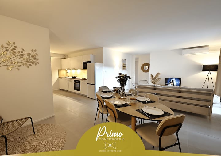 Le Shetland - T4 Spacieux Bord De Mer Et Piscine - Plage de Figari