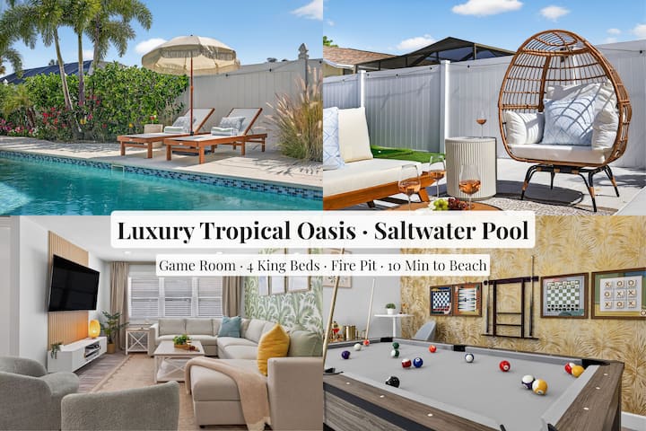 Luxury Tropical Oasis | Saltwater Pool + Game Room - Largo, FL