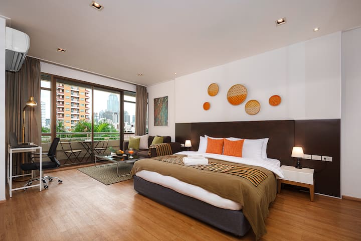 Kingbed|bts&park»5min|skylineview|gym|washer|wifi - Yan Nawa