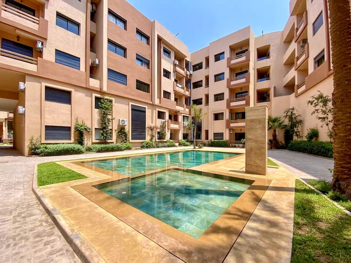Calme Avec Piscine | Résidence Sécurisée Guéliz - Marrakech