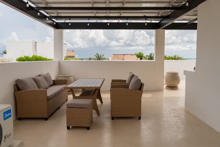 5 Min To Beach •New Apt + Private Roof Lagoon View - Cancún