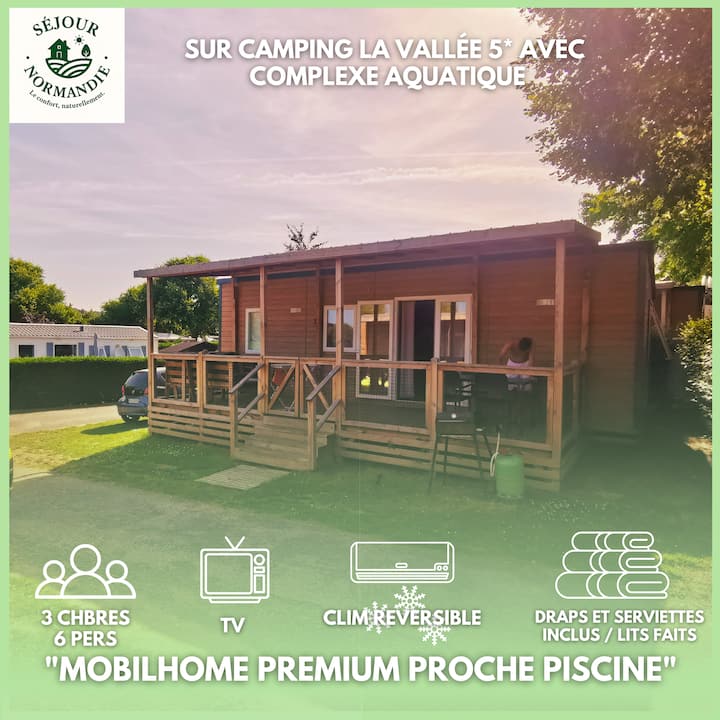 Houlgate Camping 5* - Mhome 3ch/6p Clim/linge/tv - Houlgate