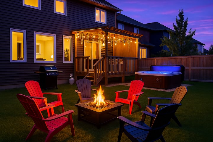 Outdoor Oasis*hottub*bbq*firetable*ac*kingbd*85"tv - Edmonton